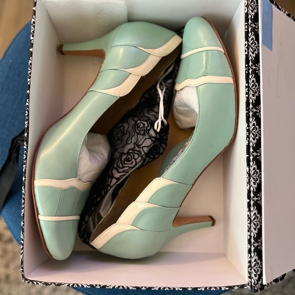BHLDN | Shoes | Bhldn Hey Lady Tiffany Blue Scalloped Toe Heel Pump ...